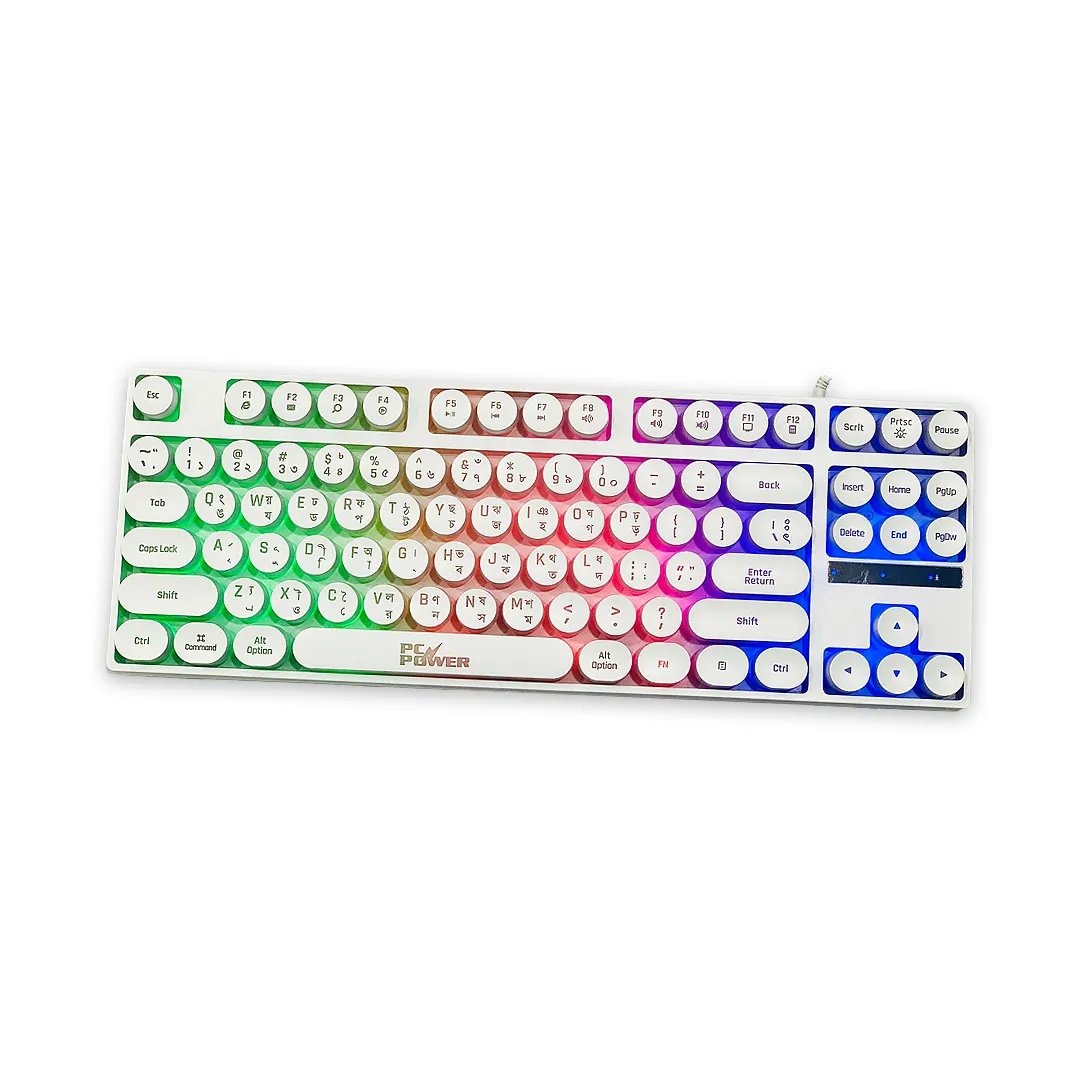 PC POWER K87 White Retro Punk Suspension Keyboard – Powerland BD