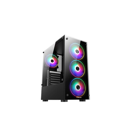 PC Power PP-GS2404 ELITE Crystal Glass Desktop Gaming Case (Black ...