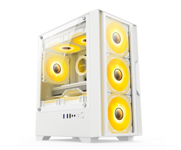 TECH POWER TM201 Gaming Case with 4 ARGB Fan – White – Powerland BD